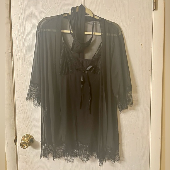 SHEIN | Intimates & Sleepwear | Shein Lingerie Set With Robe Teddy And ...